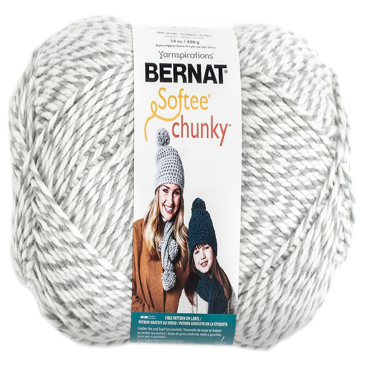 Bernat Softee Chunky Big Ball Yarn - Solids-Grey Ragg