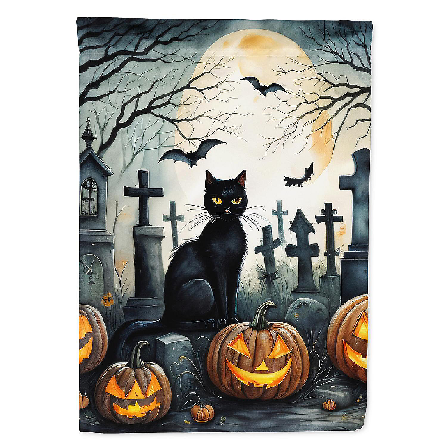 Black Cat Spooky Halloween Garden Flag