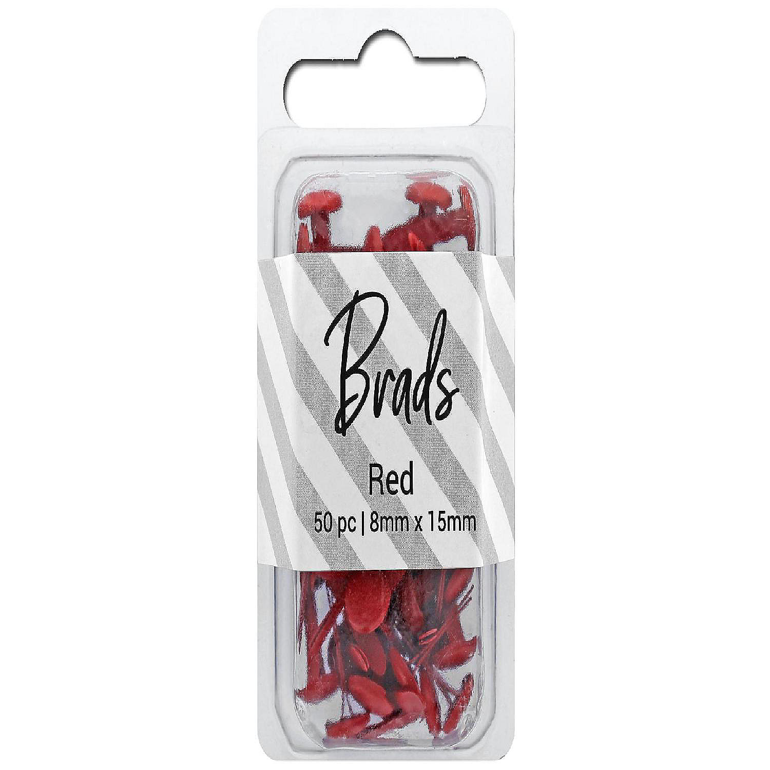 Brads 8mm x 15mm 50pc Solid Red