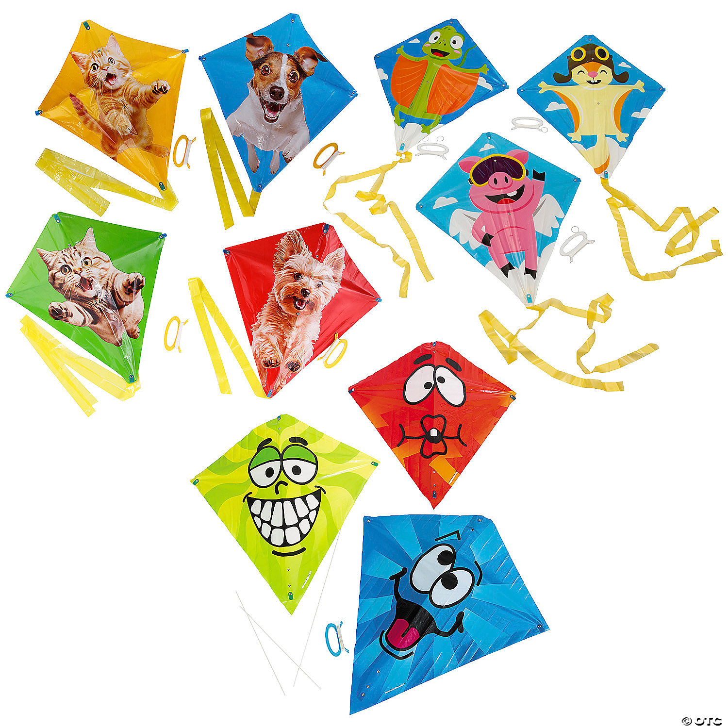 Brightly Colored Silly Animals & Faces Kite Assortment | Fun Express
