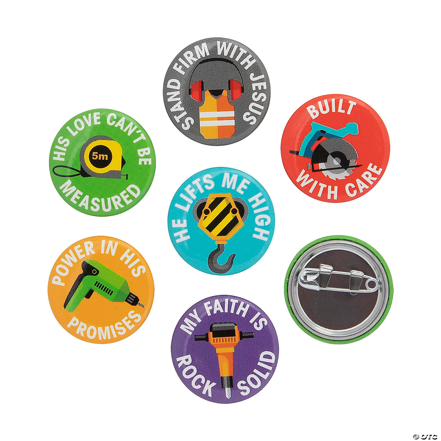 Bulk 48 Pc. Construction VBS Mini Buttons - Discontinued