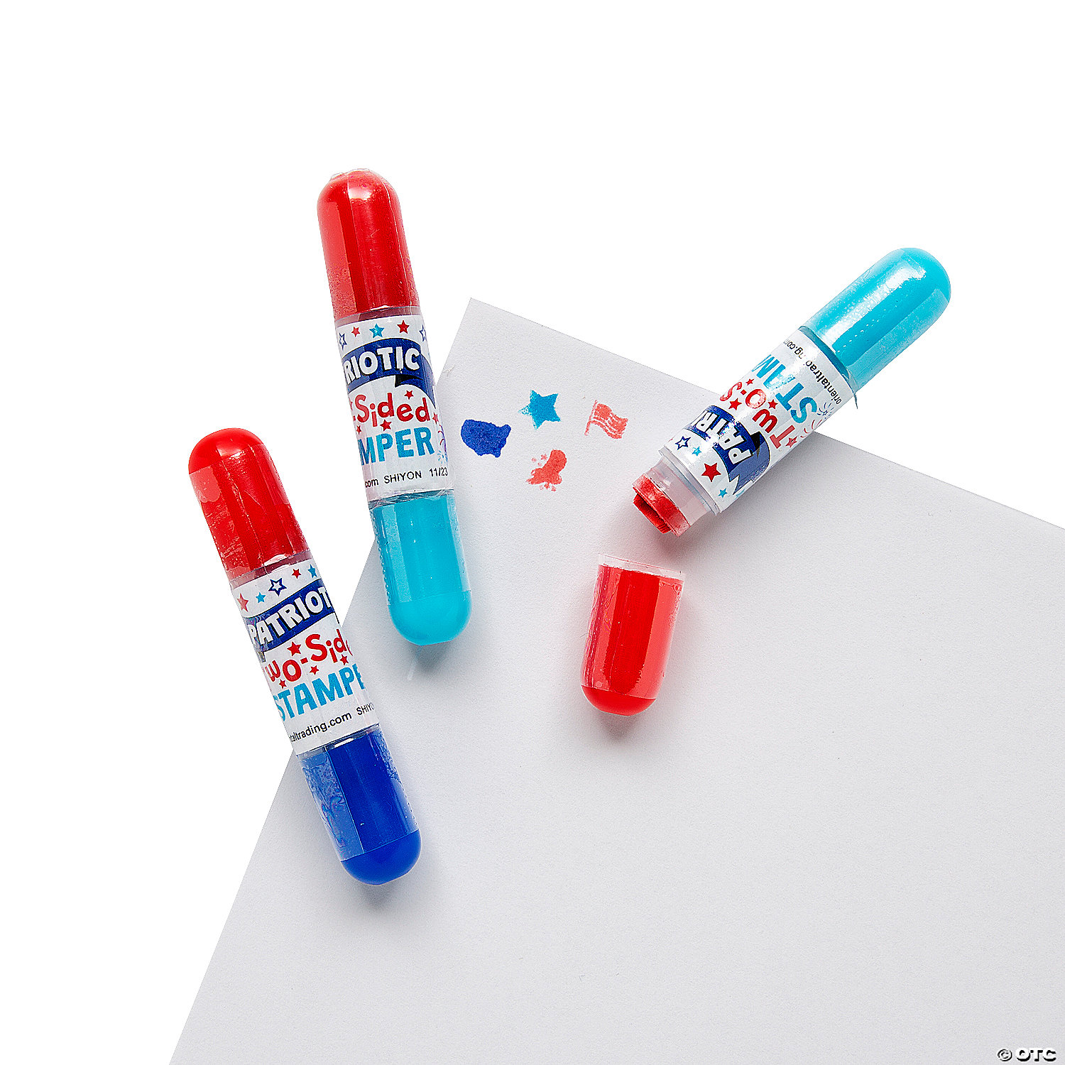 Bulk 48 Pc. Mini Patriotic Two-Sided Stampers