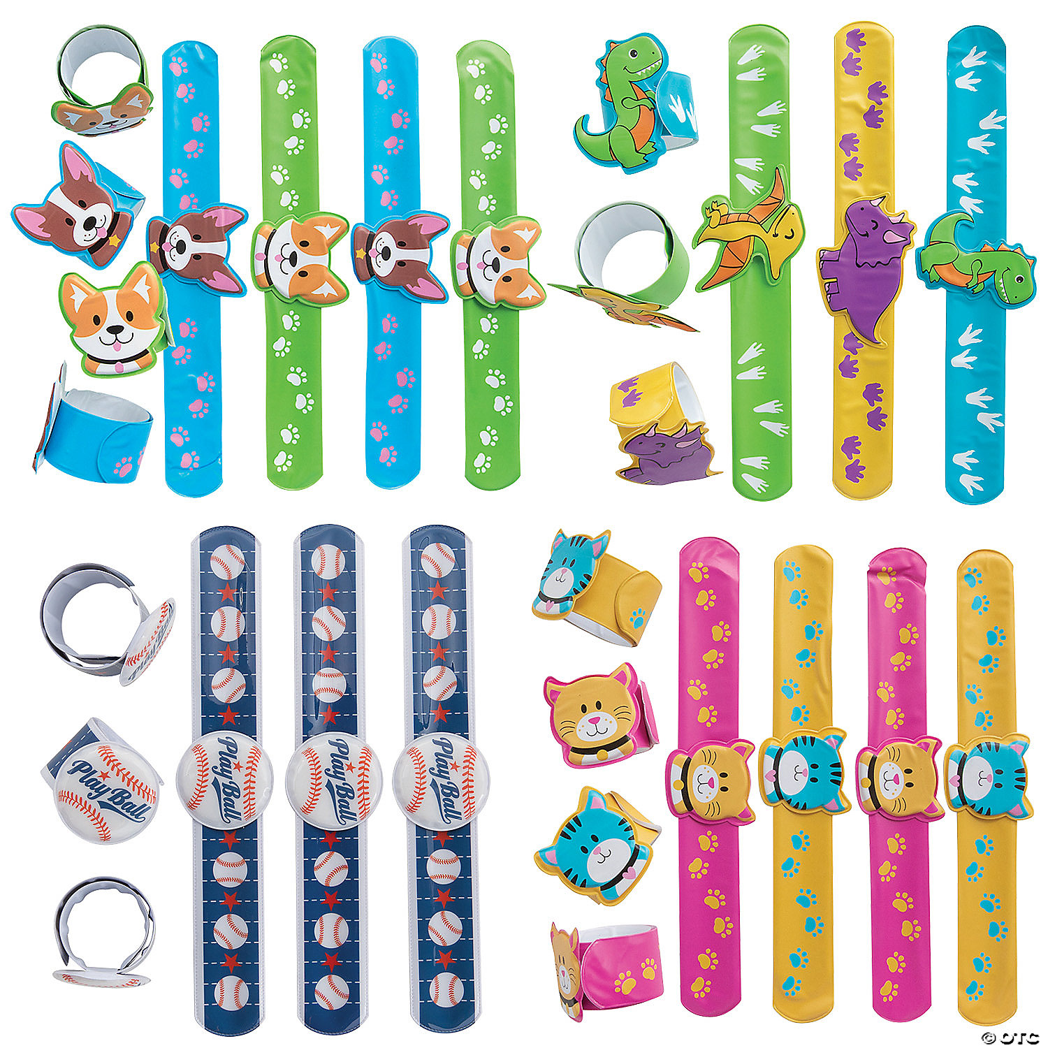 Bulk 48 Pc. Slap Bracelets with Charm Assortment