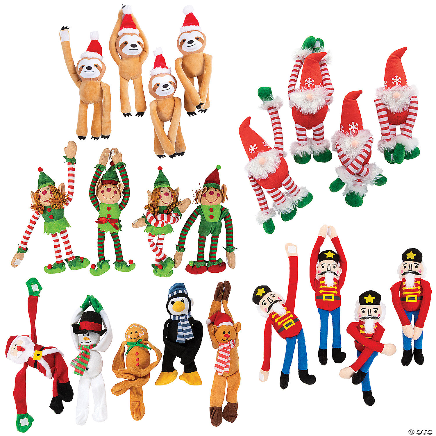 Bulk 60 Pc. Christmas Long-Arm Stuffed Characters Assortment