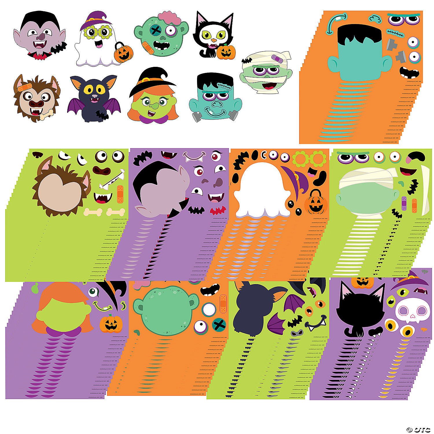 Bulk Halloween Make-A-Monster Character Sticker Sheets | Fun Express
