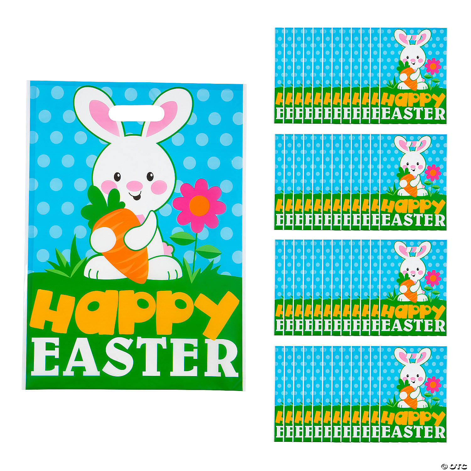 Bulk Large Happy Easter Plastic Goody Bags