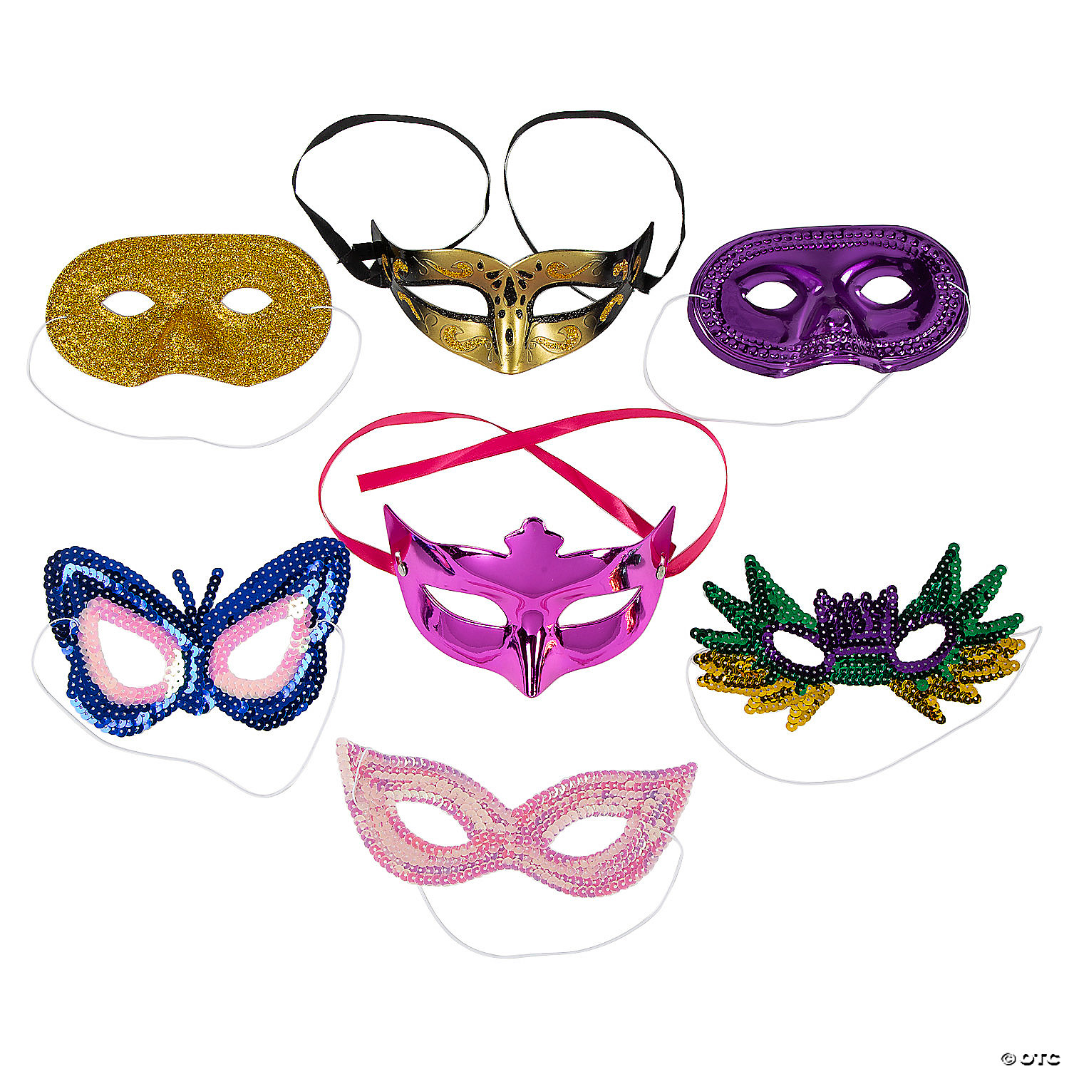 Bulk Mardi Gras Mask Value Assortment - 100 pcs.