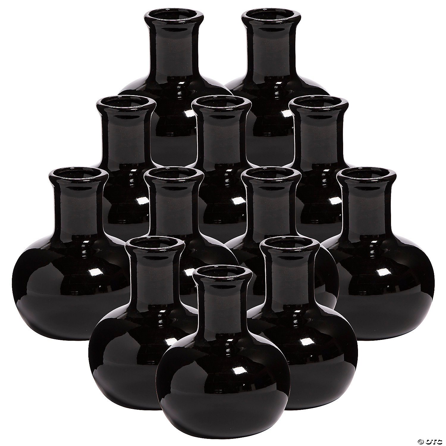 Bulk Mini Black Ceramic Bud Vases - 12 Pc.