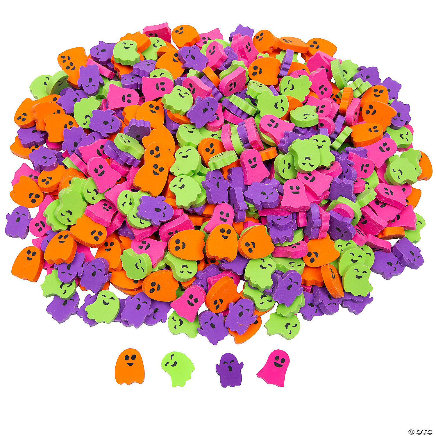 Bulk Mini Bright Color Halloween Ghost Erasers