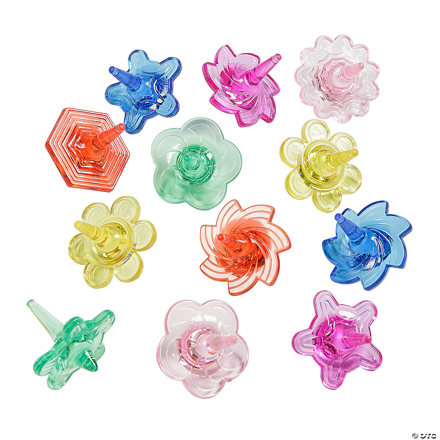 Bulk Mini Colorful Transparent Plastic Spin Tops