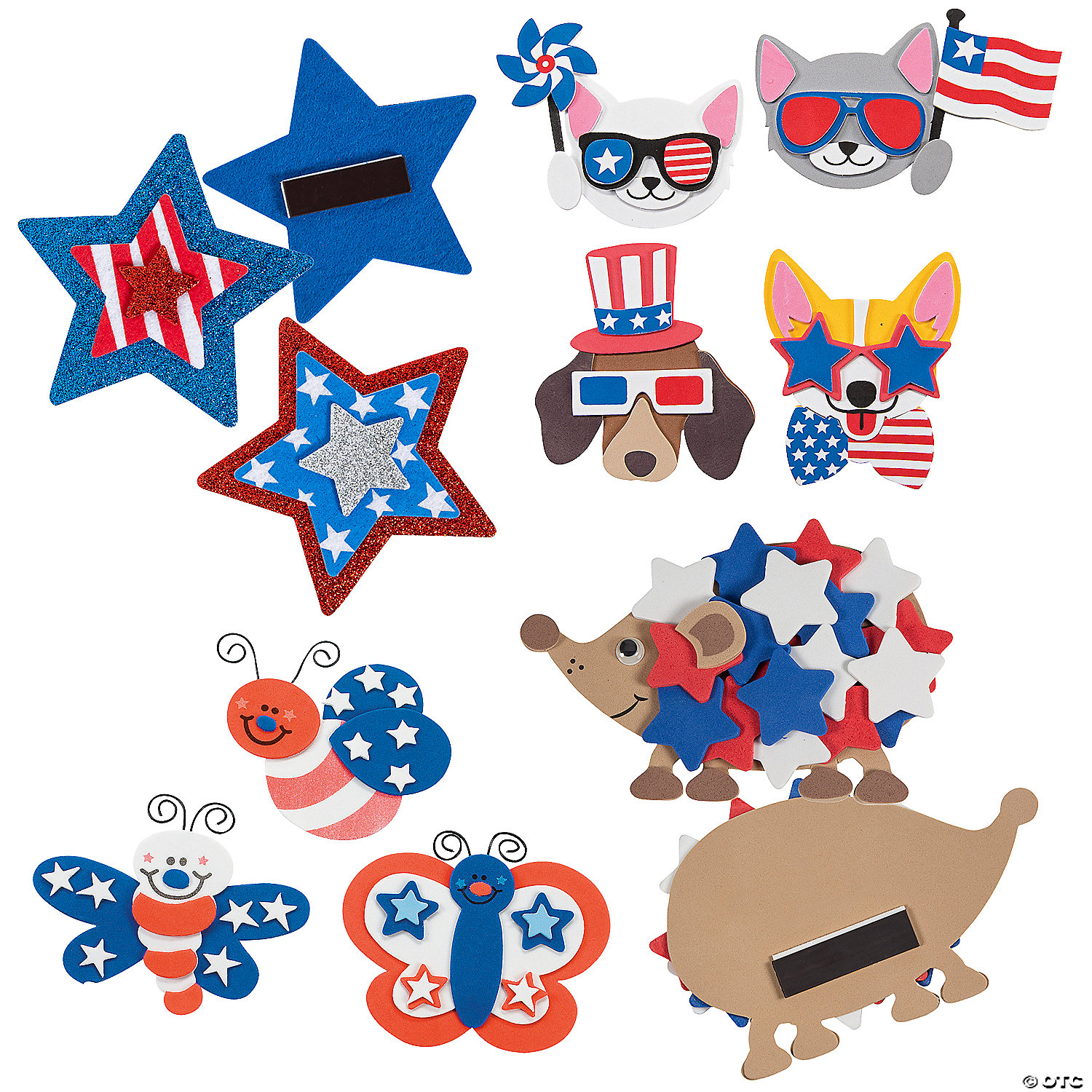 Bulk Patriotic Magnet Craft Kit Assortment - Makes 48