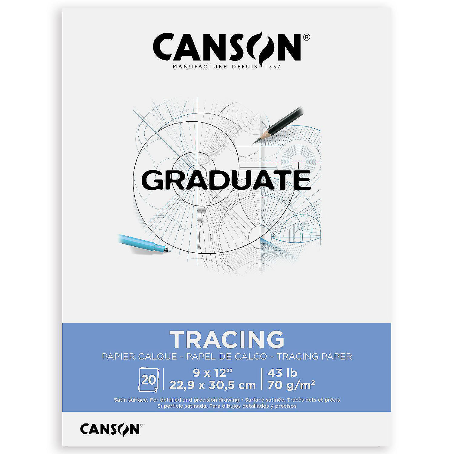 Canson Graduate Series Tracing Pad 9"X12"-20 Sheets | Oriental Trading