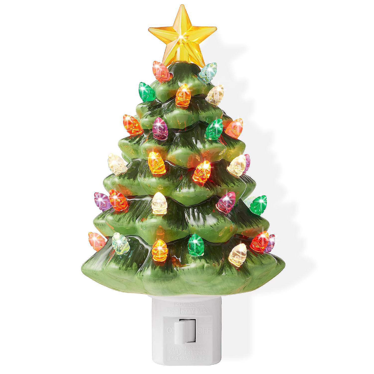 Casafield Ceramic Green Christmas Tree Plug-in Decorative Night Light ...