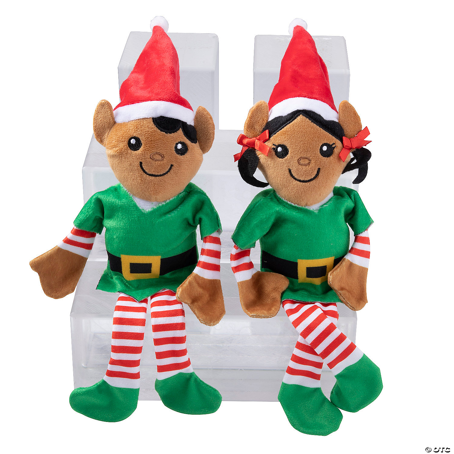 Christmas Black Haired Stuffed Elves - 12 Pc.
