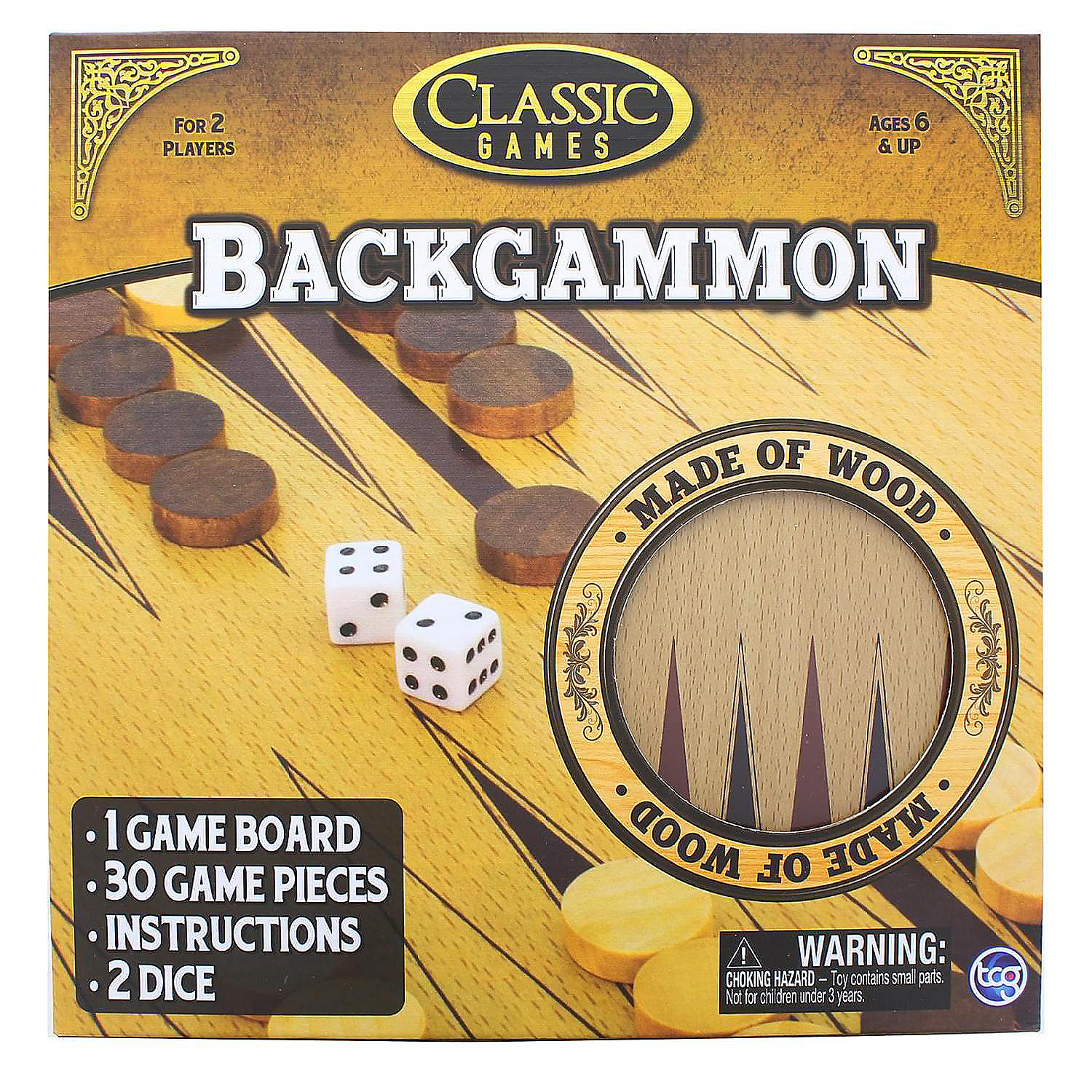 Classic Games Wood Backgammon Set Board & 30 Game Pieces | Oriental Trading