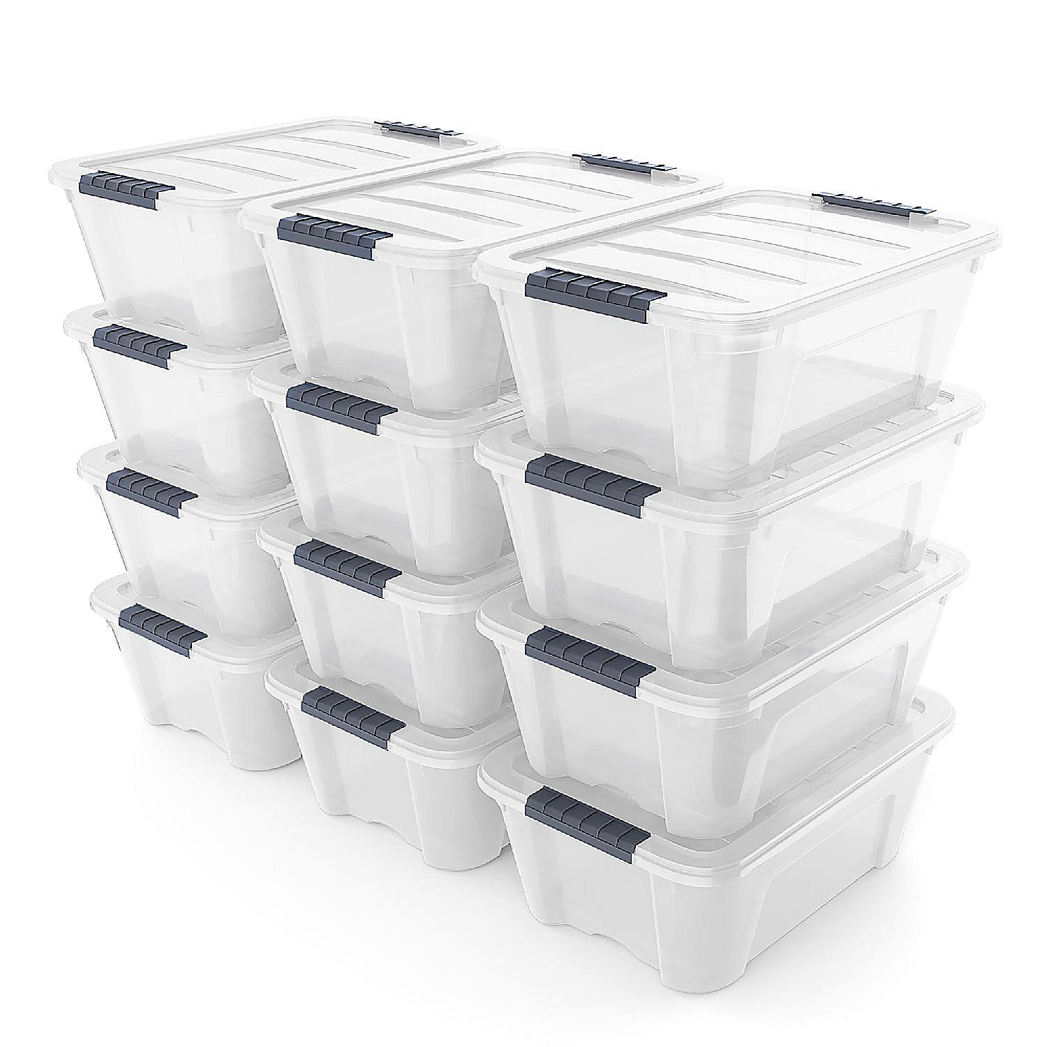 Costway 12 Pack Latch Stack Storage Box Tubs Bins Latches Handles ...