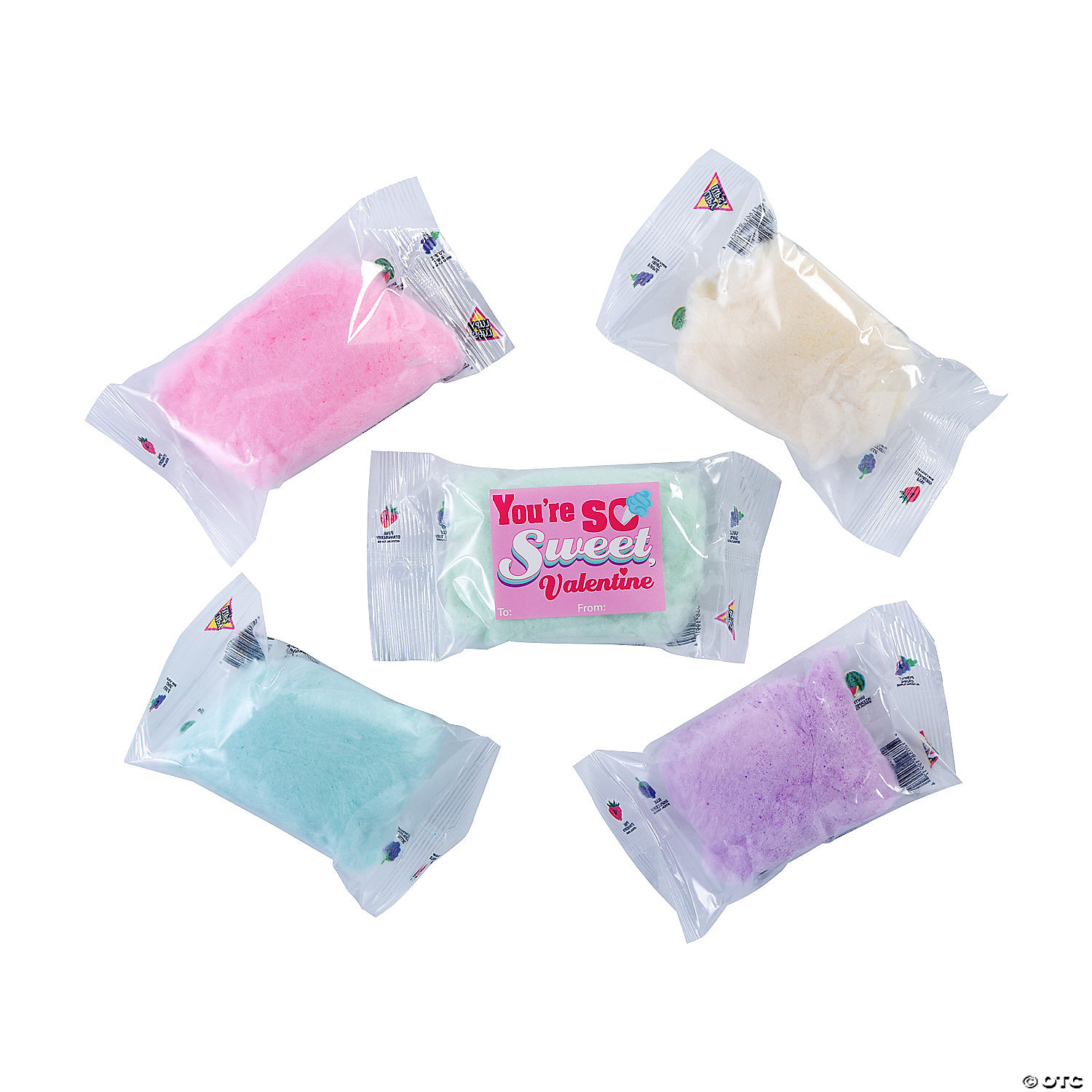 Cotton Candy Valentine Exchanges with Sticker for 24