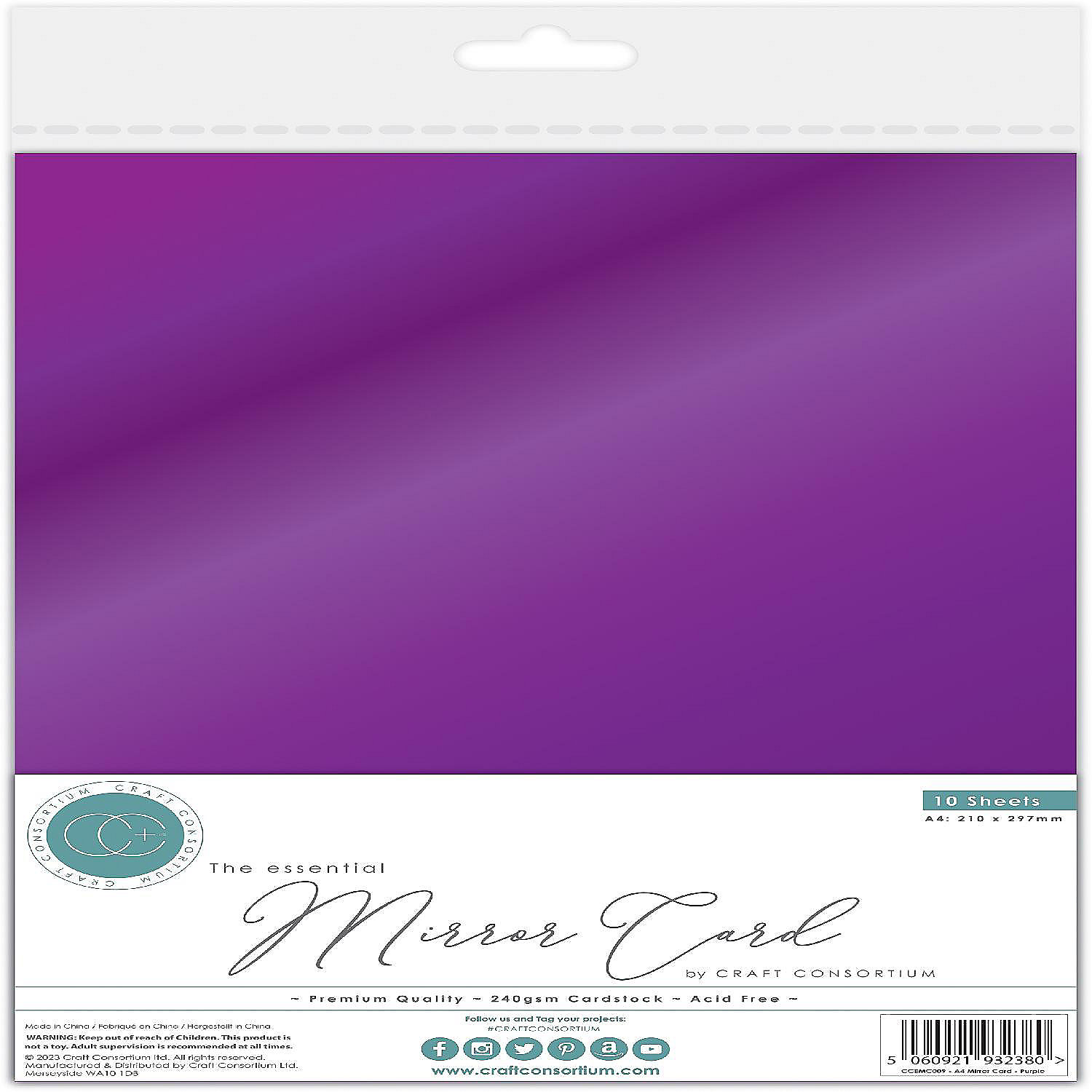 Craft Consortium Essential Mirror Card A4 10/Pkg-Purple | Oriental Trading
