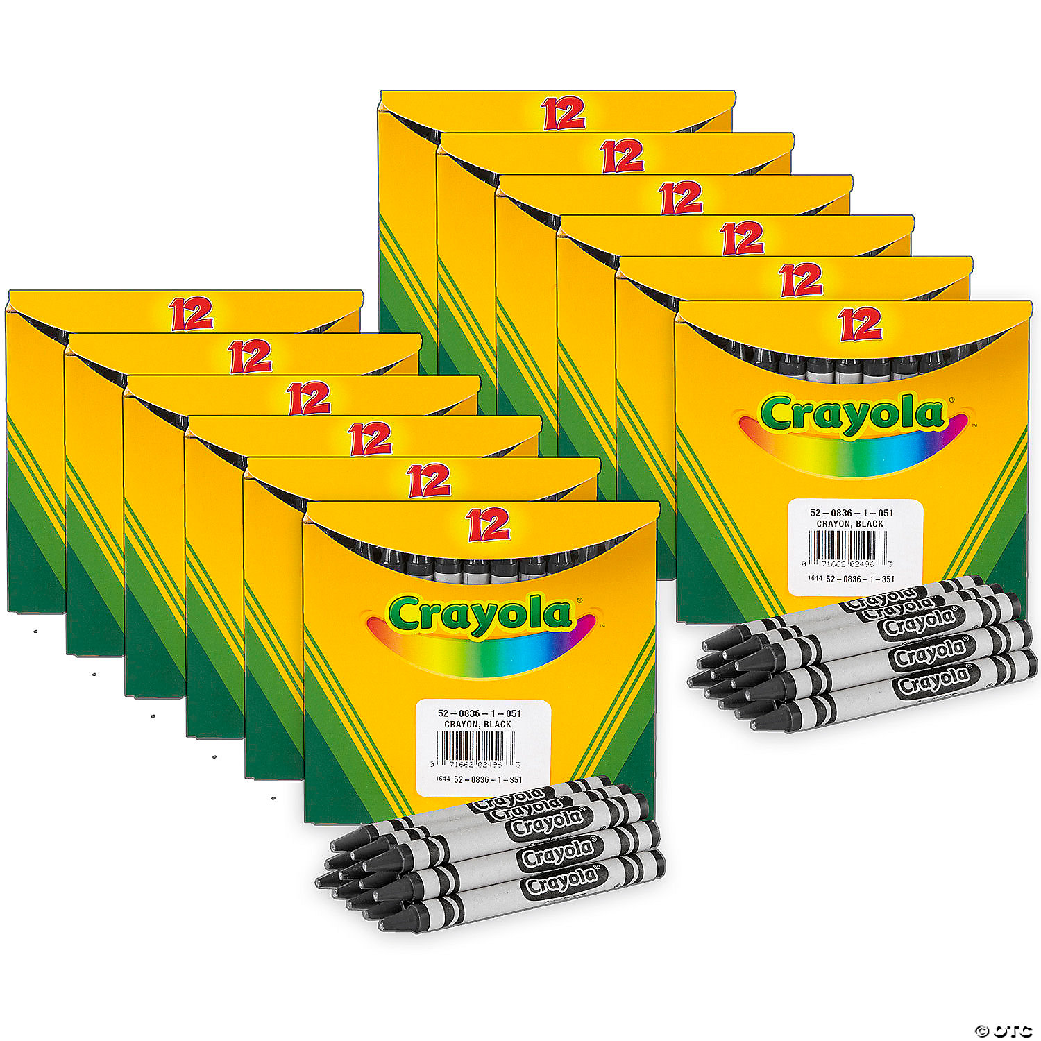 Crayola Bulk Crayons, Regular Size, Black, 12 Per Box, 12 Boxes