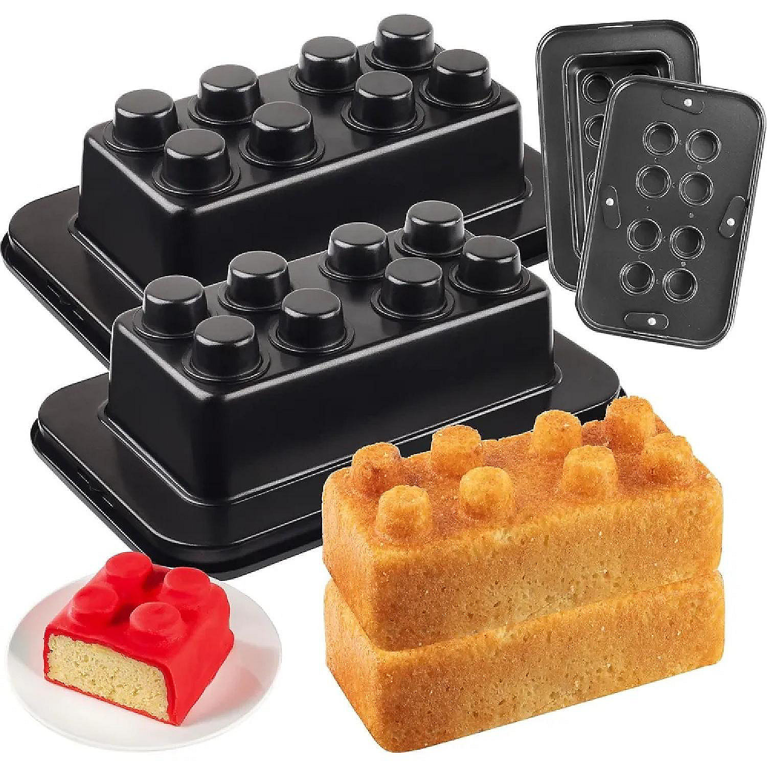 CucinaPro Brick Building Cake Pan Mold, 2 Pack- Build, Decorate, Stack 9" 3D Shaped Cakes - Easy ...