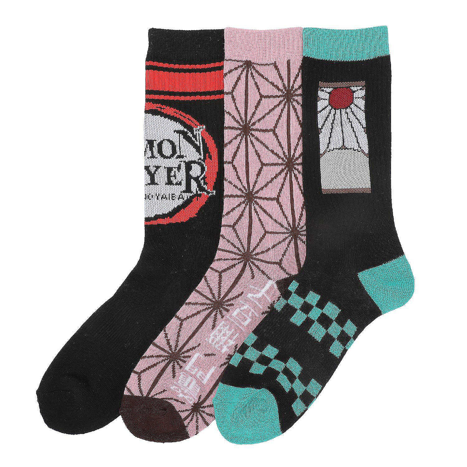 Demon Slayer Character Patterns Men's 3-Pair Pack Athletic Crew Socks