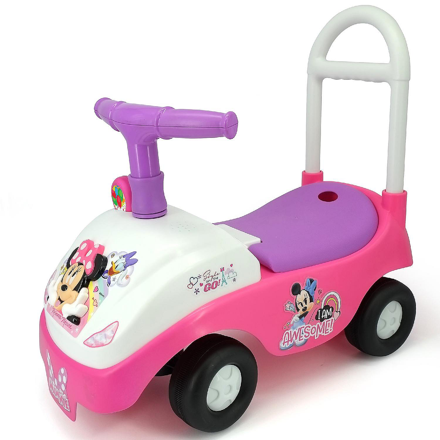 Disney Minnie Foldable Handle Ride-On W/ Interactive Dashboard & Sounds ...