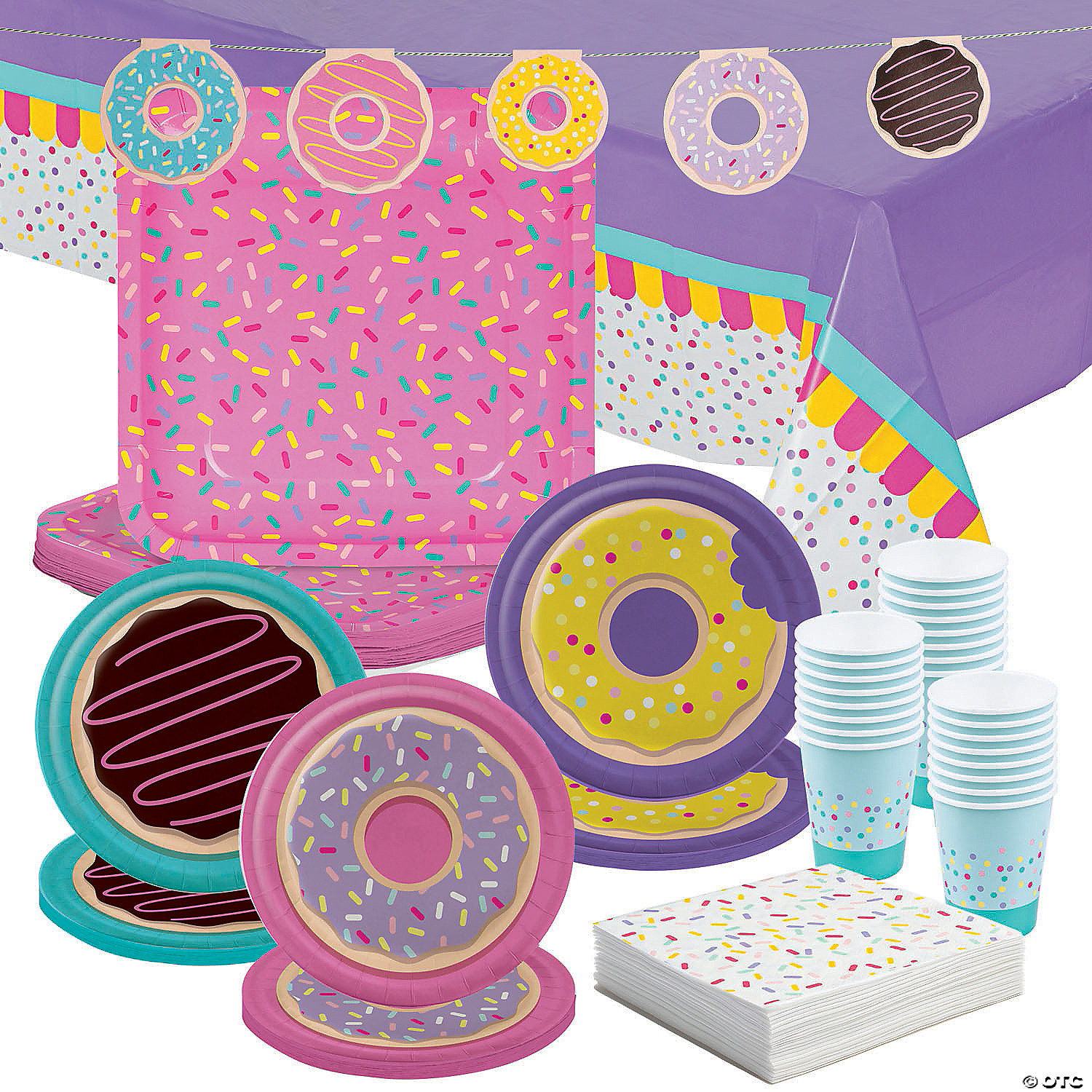 Donut Party Disposable Tableware Kit For 24 Guests | Fun Express