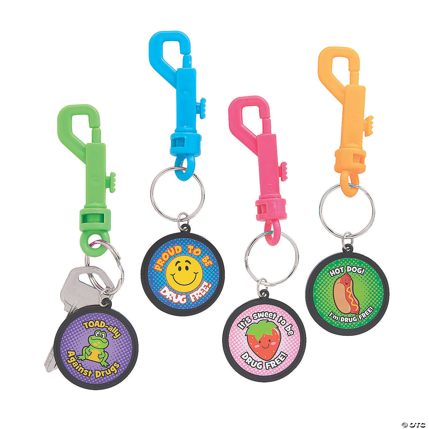 Drug Free Backpack Clip Keychains - 12 Pc.