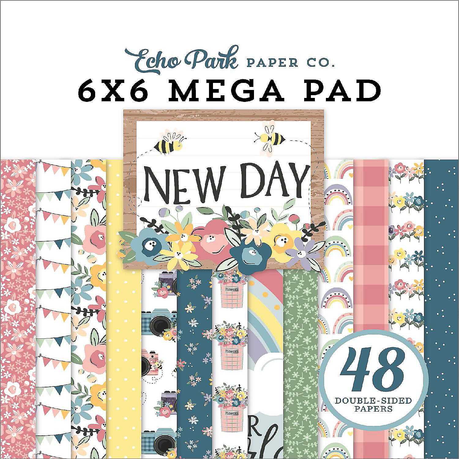 Echo Park Double-Sided Mega Paper Pad 6"X6" 48/Pkg-New Day | Oriental Trading