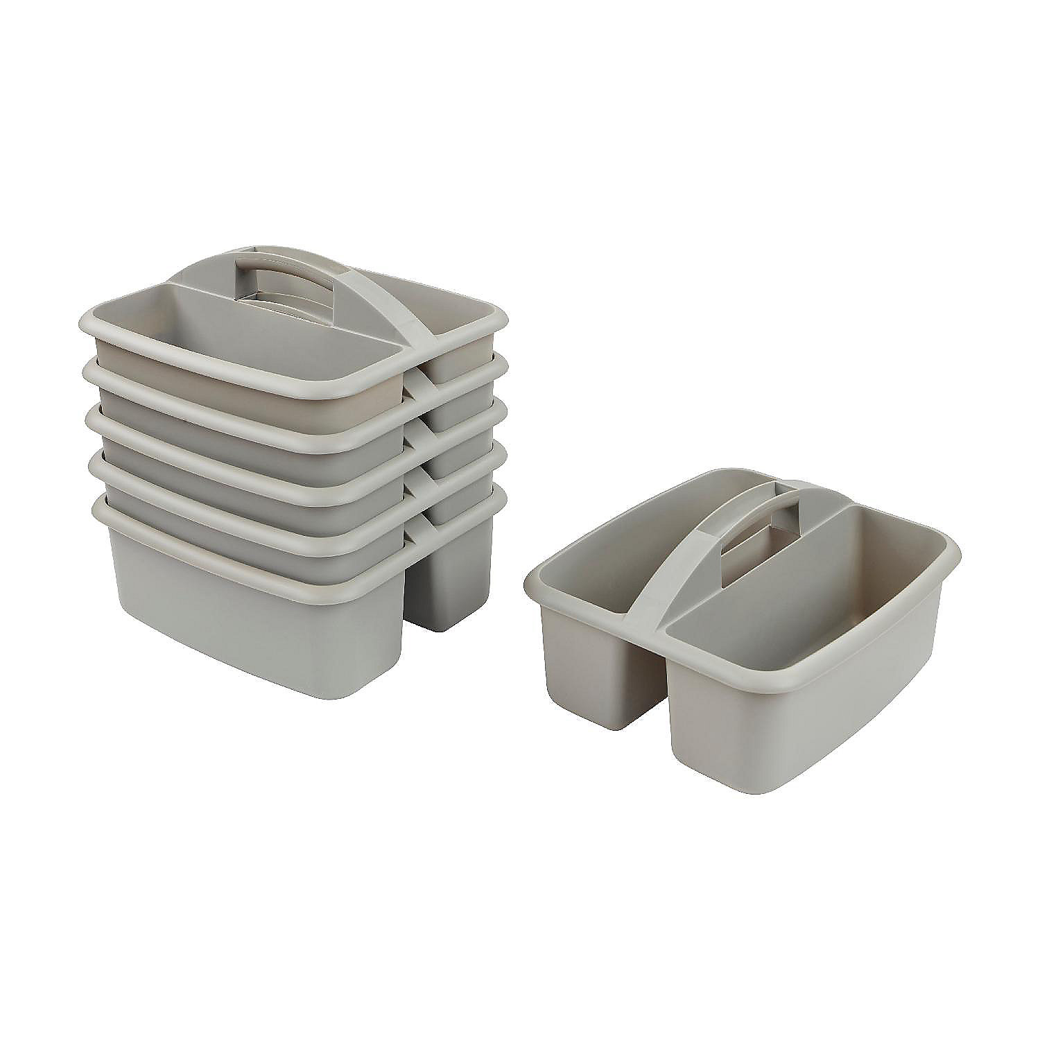 ECR4Kids 2-Compartment Storage Caddy, Supply Organizer, Grey, 6-Pack ...