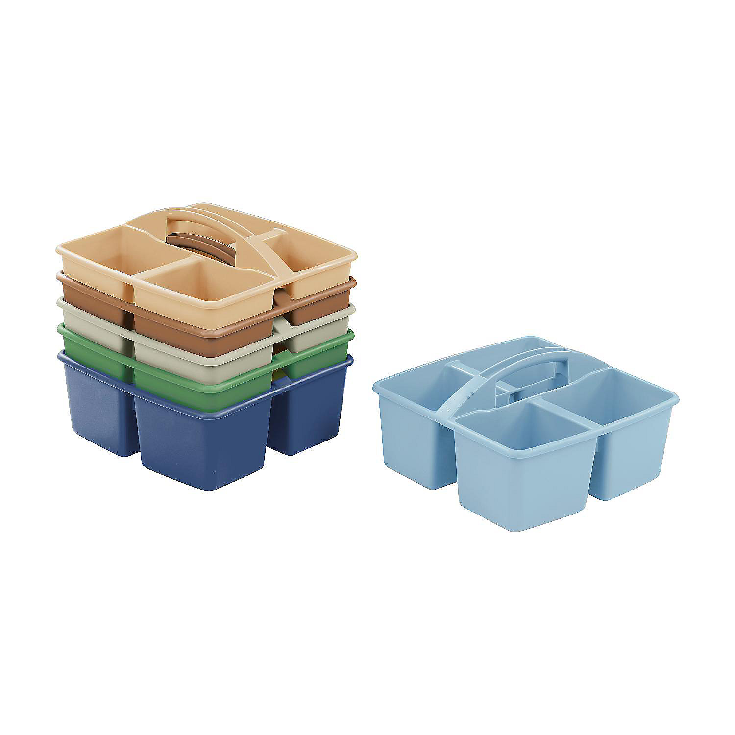 ECR4Kids 4-Compartment Medium Caddy, Earthtone, 6-Pack | Oriental Trading