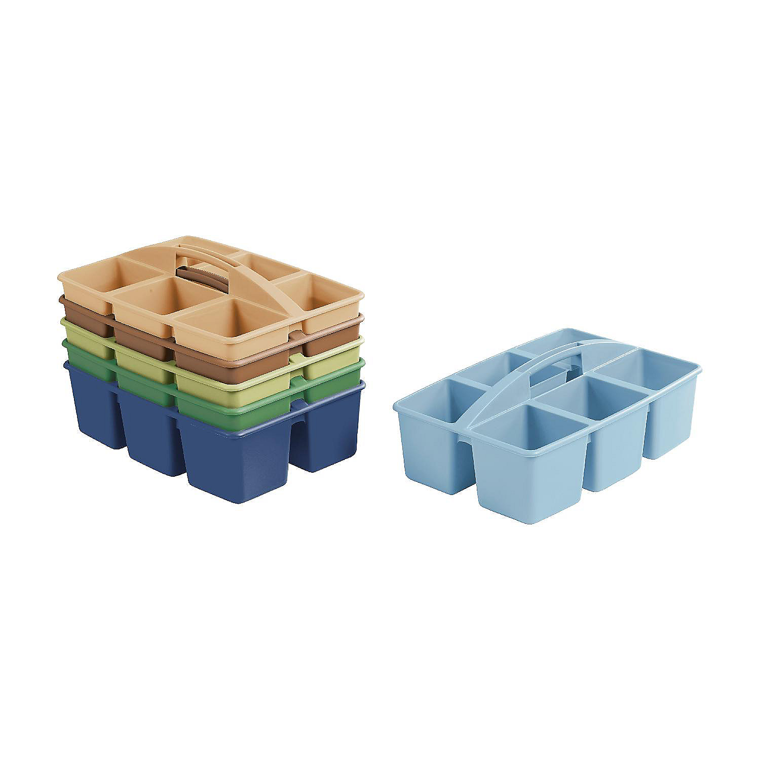 ECR4Kids 6-Compartment Large Caddy, Earthtone, 6-Pack | Oriental Trading