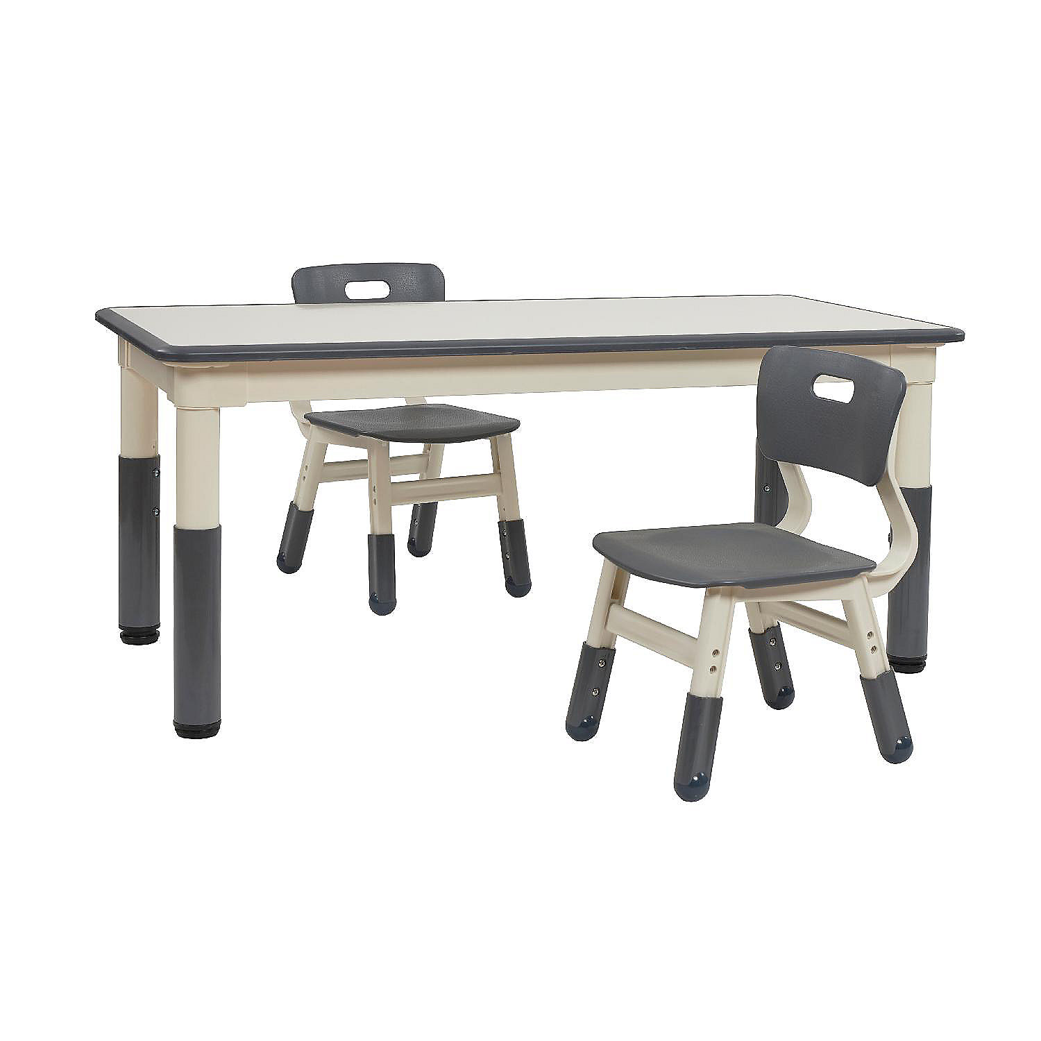 ECR4Kids Dry-Erase Rectangular Activity Table with 2 Chairs, Adjustable, Grey | Oriental Trading