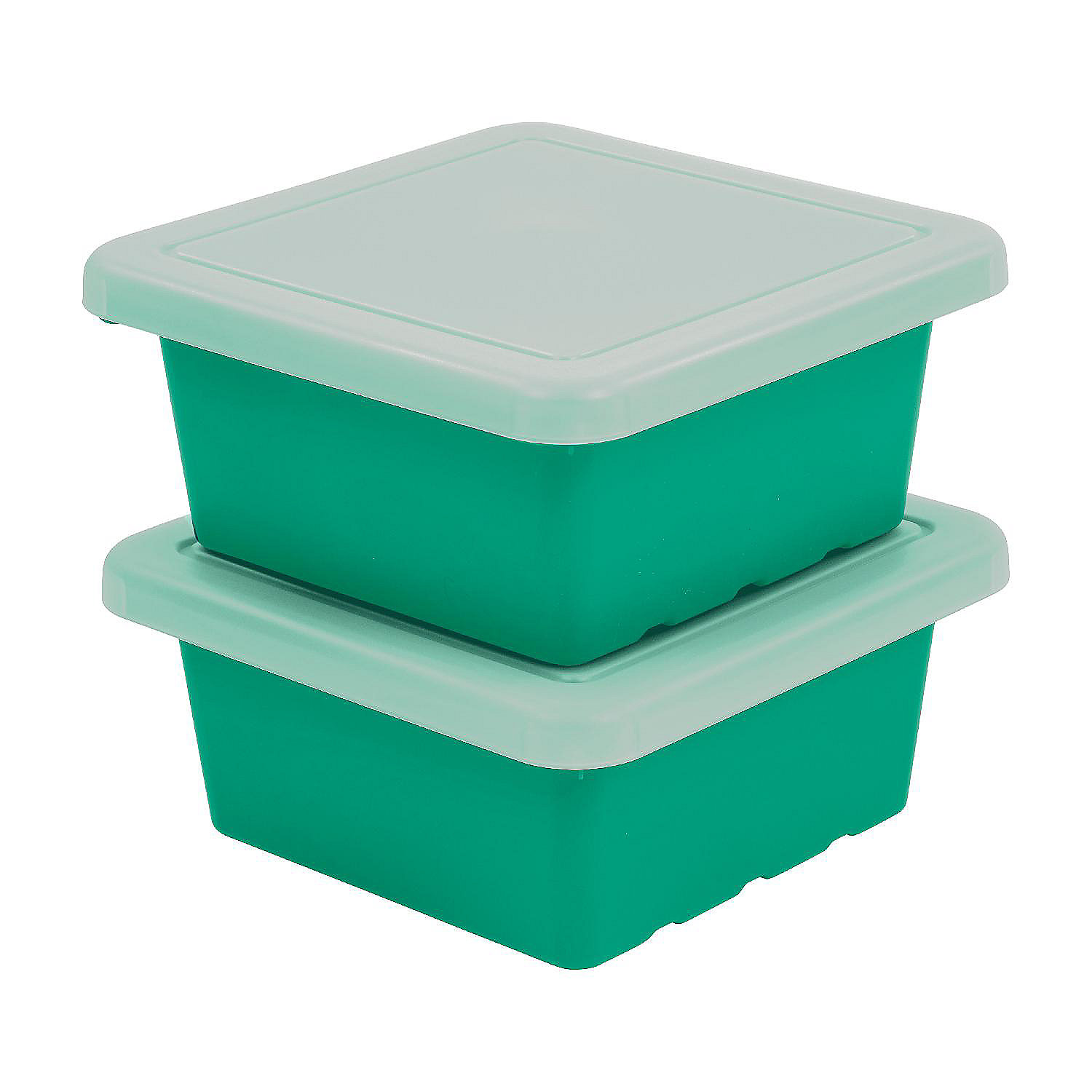 ECR4Kids Square Bin with Lid, Emerald, 2-Pack | Oriental Trading