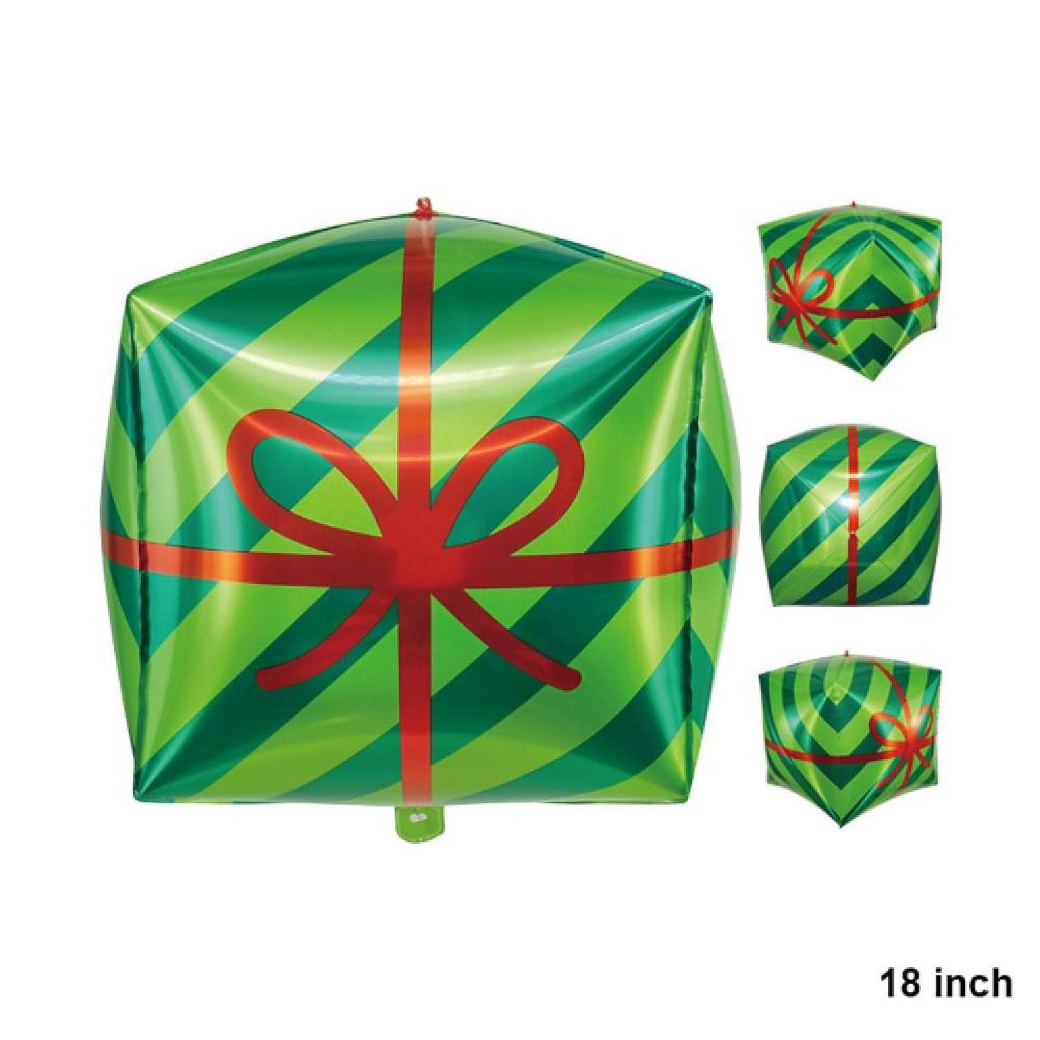 Edge Collections - 22" - Green - 4D Striped Present Balloon | Oriental ...