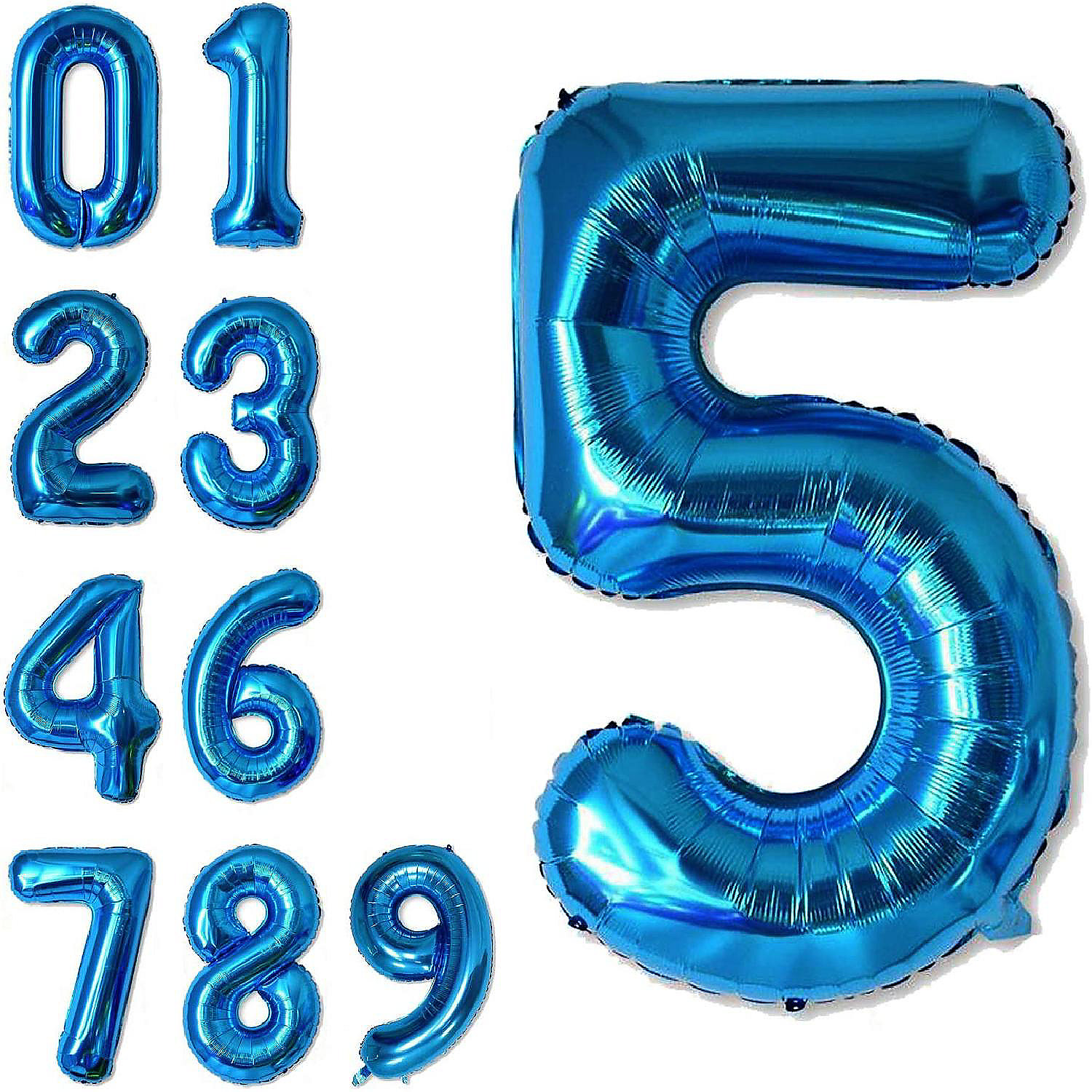 Edge Collections - 34" - Blue - Foil Numbers Balloons