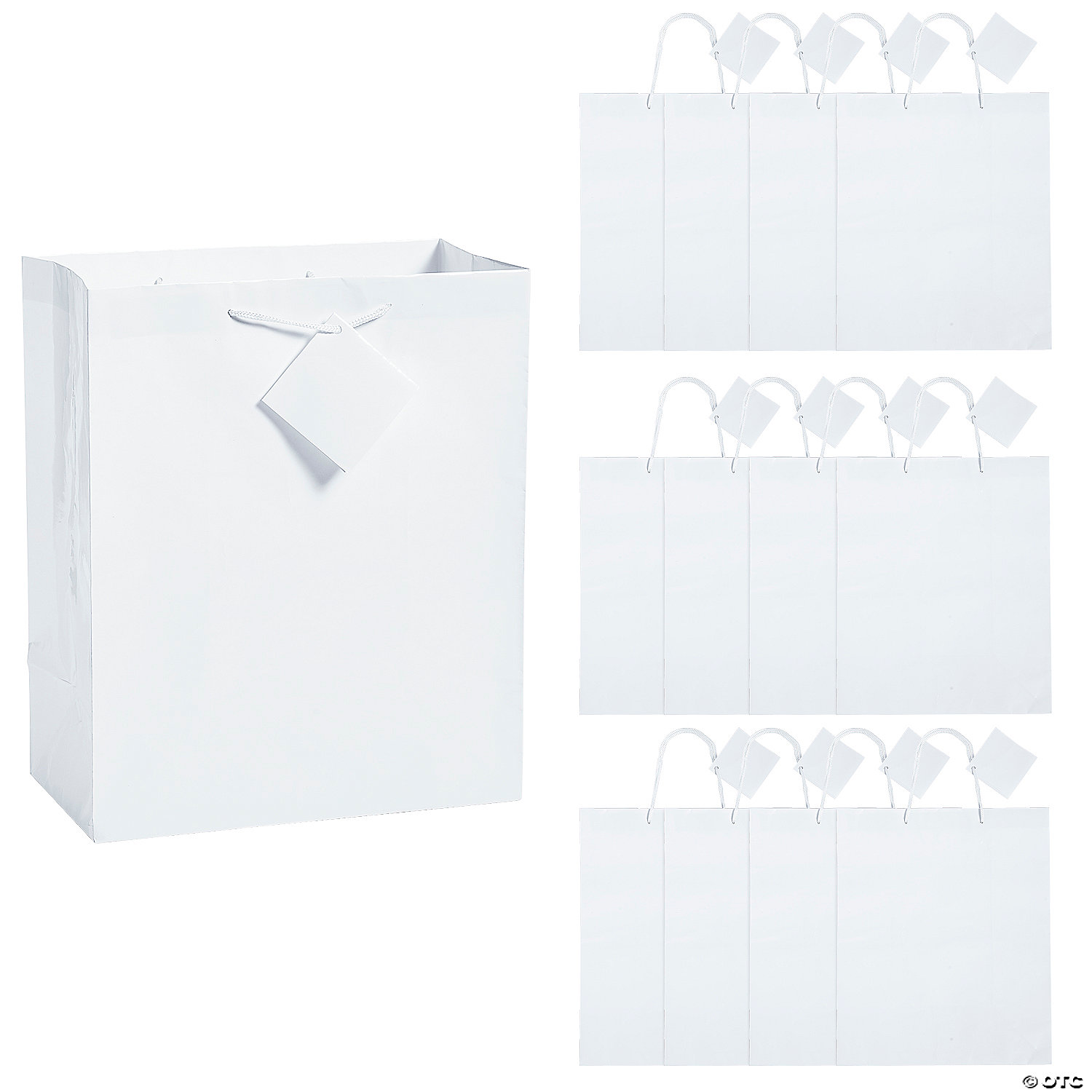 Extra Large White Paper Gift Bags with Tags | Fun Express