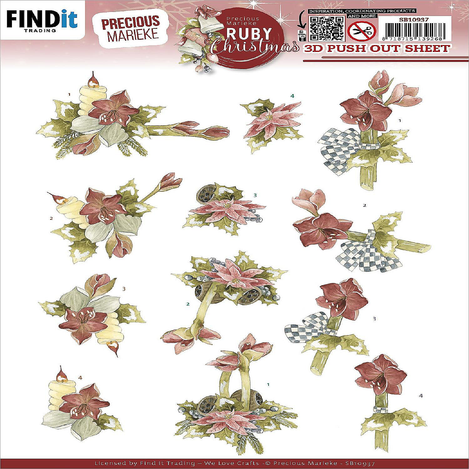 Find It Trading Precious Marieke Punchout Sheet-Ruby Amaryllis, Ruby Christmas | Oriental Trading