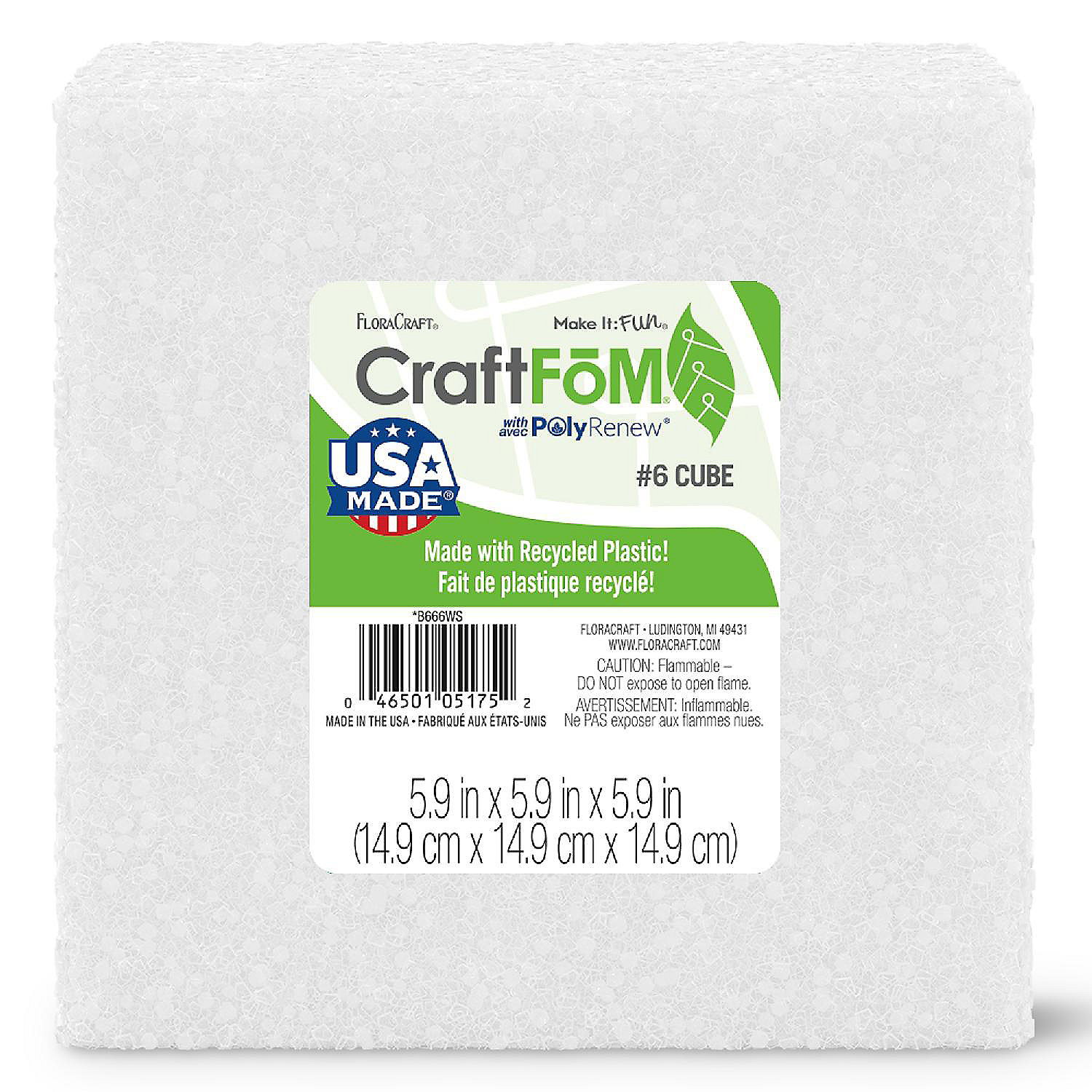 FloraCraft CraftFoM Block-5.9"X5.9"X5.9" | Oriental Trading