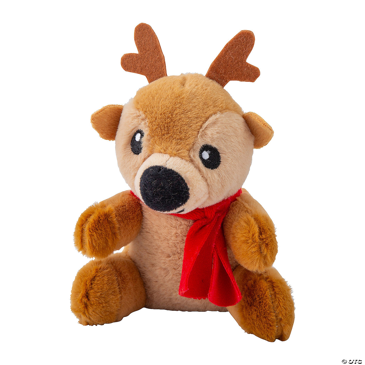 Fuzzy Stuffed Reindeer with Red Scarf