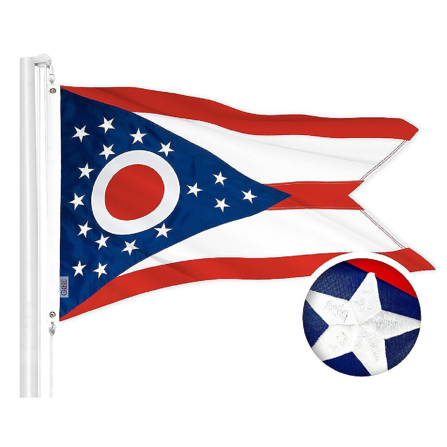 G128 2X3Ft 1Pk Ohio Embroidered 210D Polyester Flag | Oriental Trading