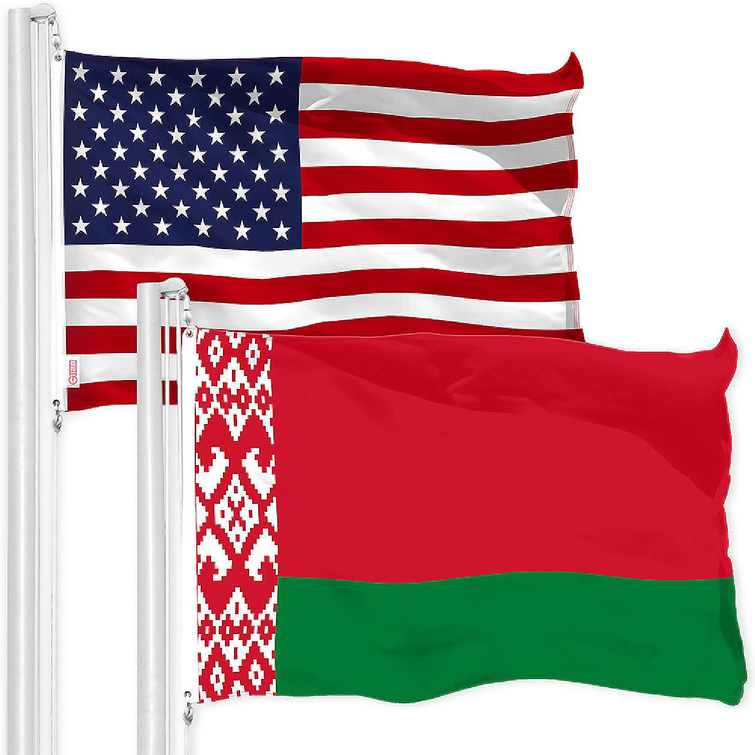 G128 3X5Ft Combo Usa & Belarus Printed 150D Polyester Flag | Oriental ...
