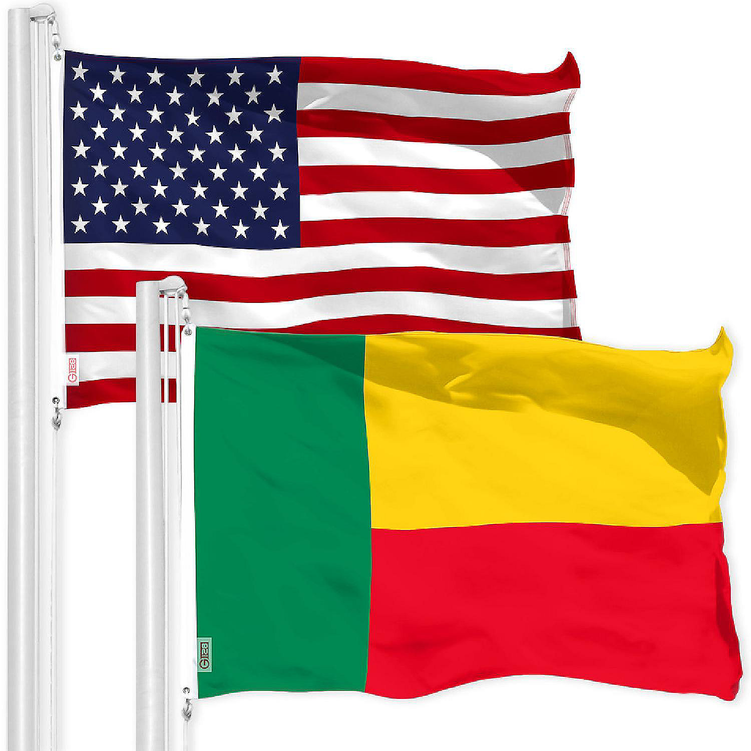 G128 3X5Ft Combo Usa & Benin Printed 150D Polyester Flag | Oriental Trading
