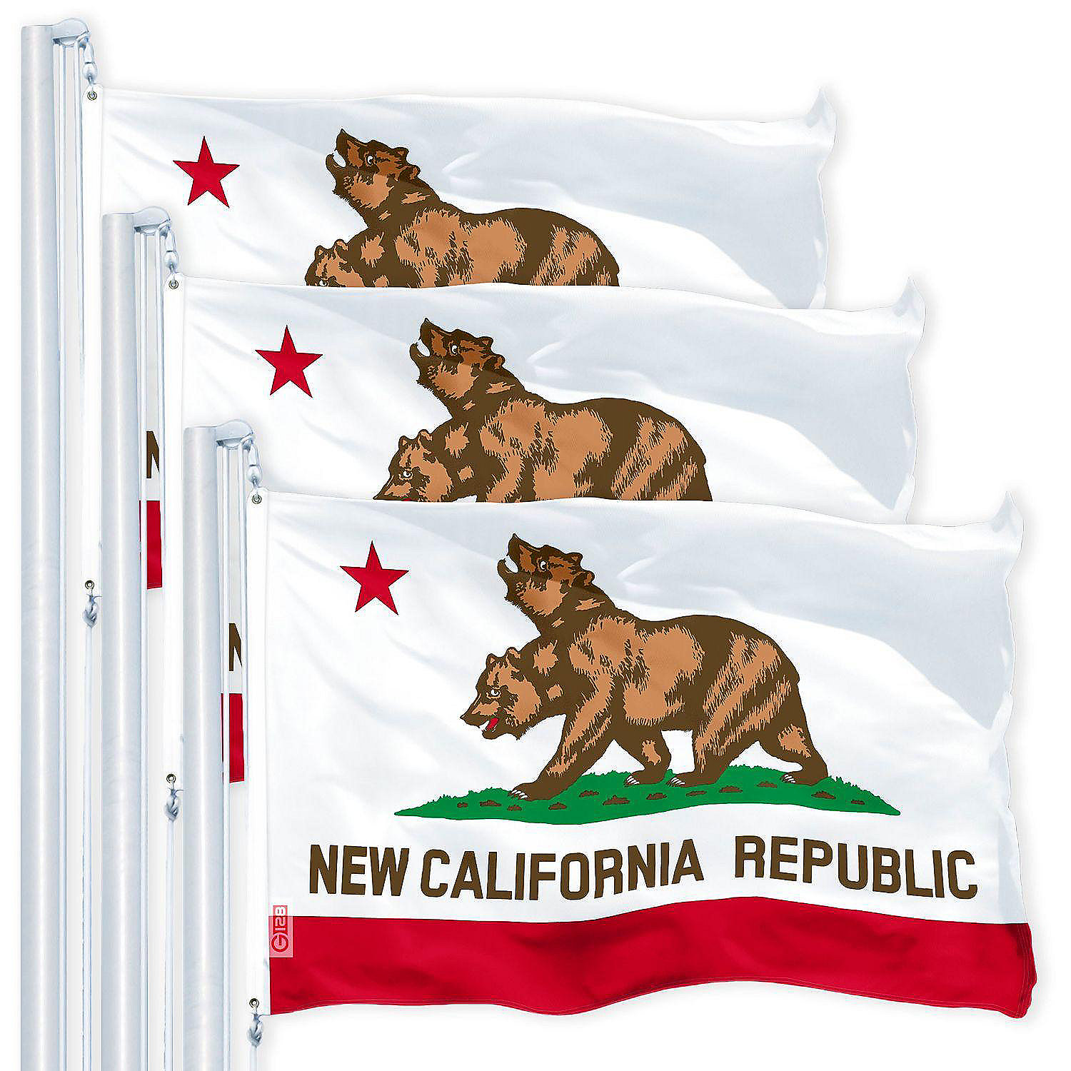 G128 - California CA Double Headed Bear Flag 3x5FT 3 Pack 150D Printed ...