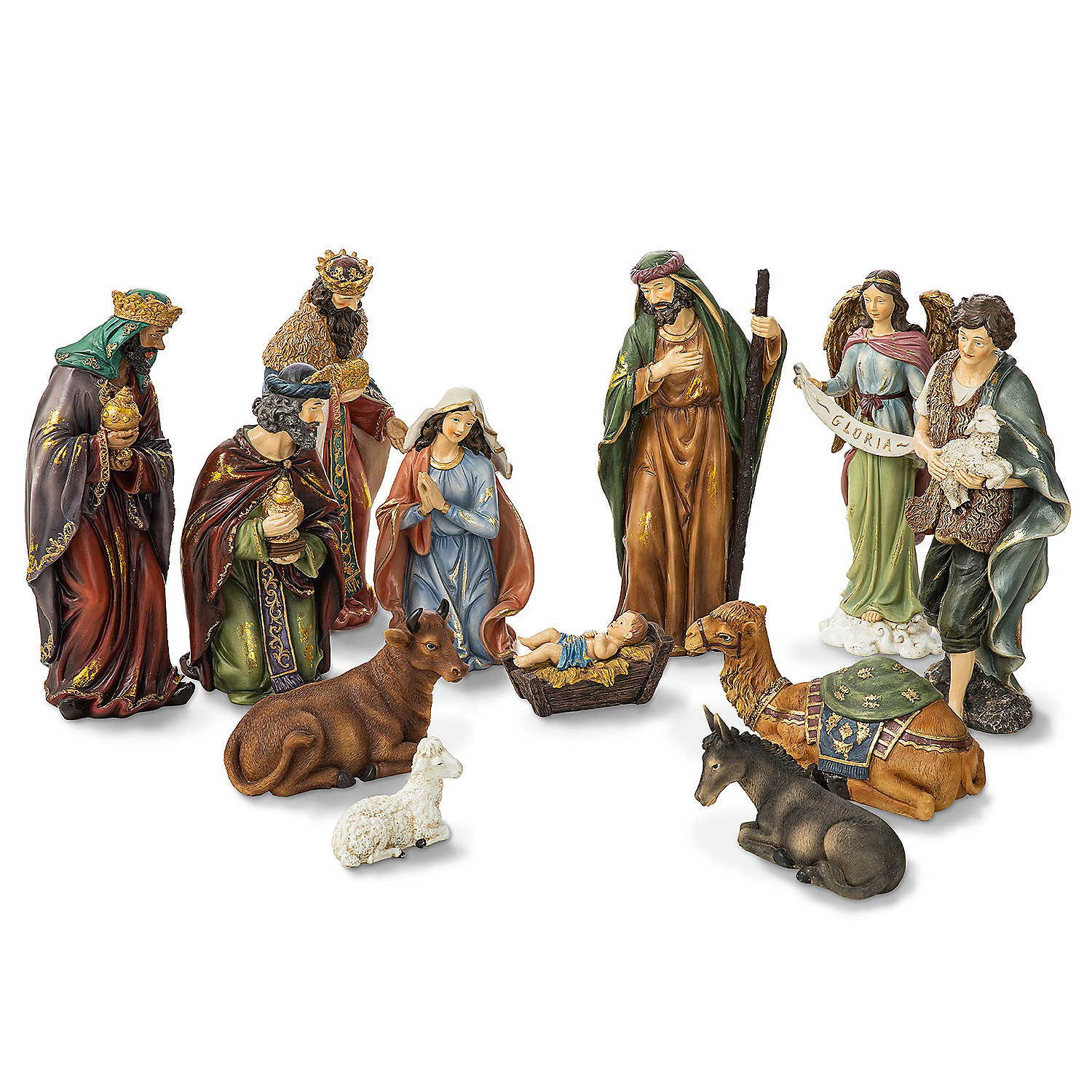 Glitzhome 12pcs Oversized Resin Nativity Figurine Set