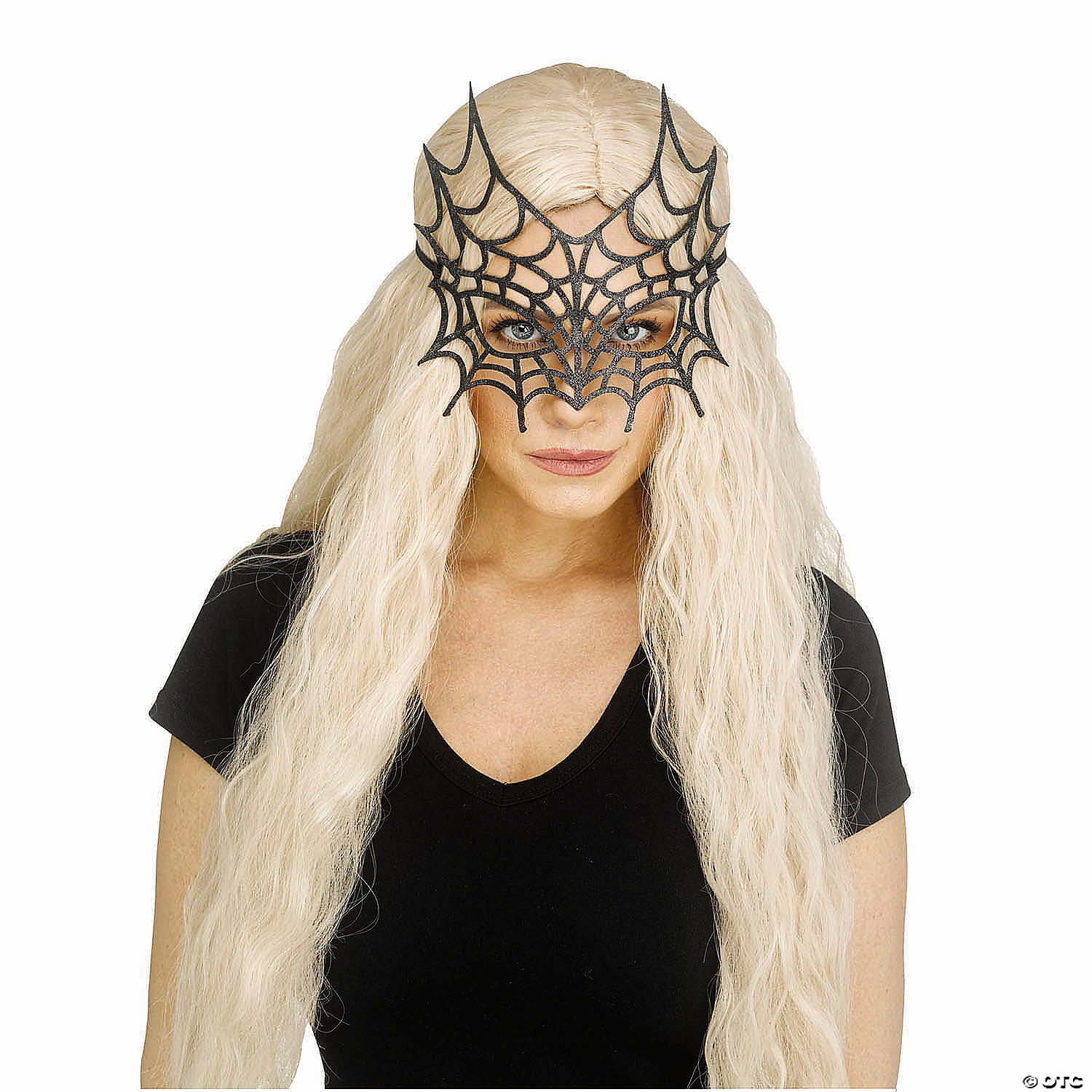 Gothic Black Sparkle Spider Web Eye Mask | Oriental Trading
