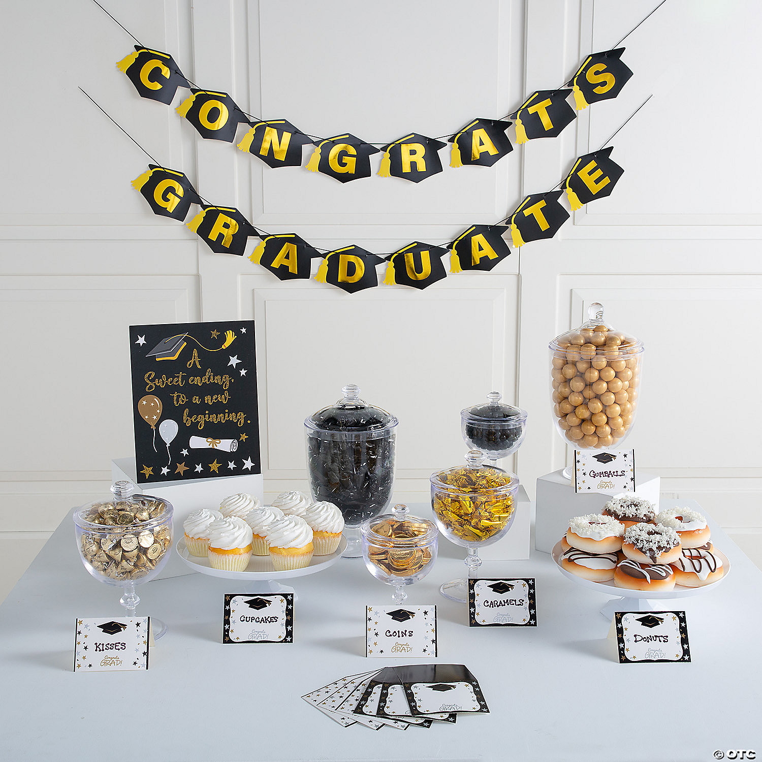 Graduation Black & Gold Buffet Decorating Kit - 15 Pc. | Oriental Trading
