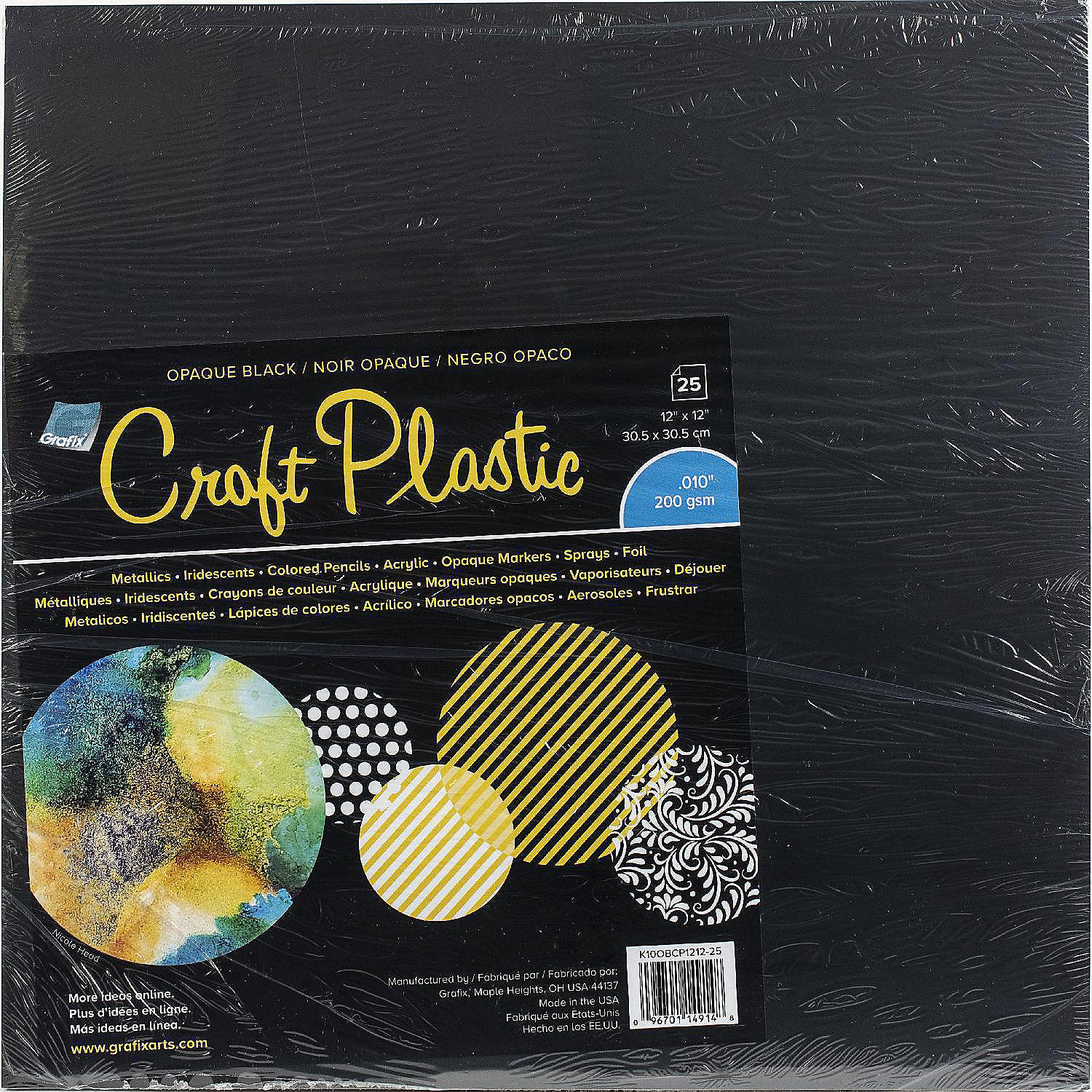 Grafix Craft Plastic Sheets 12"X12" 25/Pkg-Opaque Black .010 | Oriental Trading