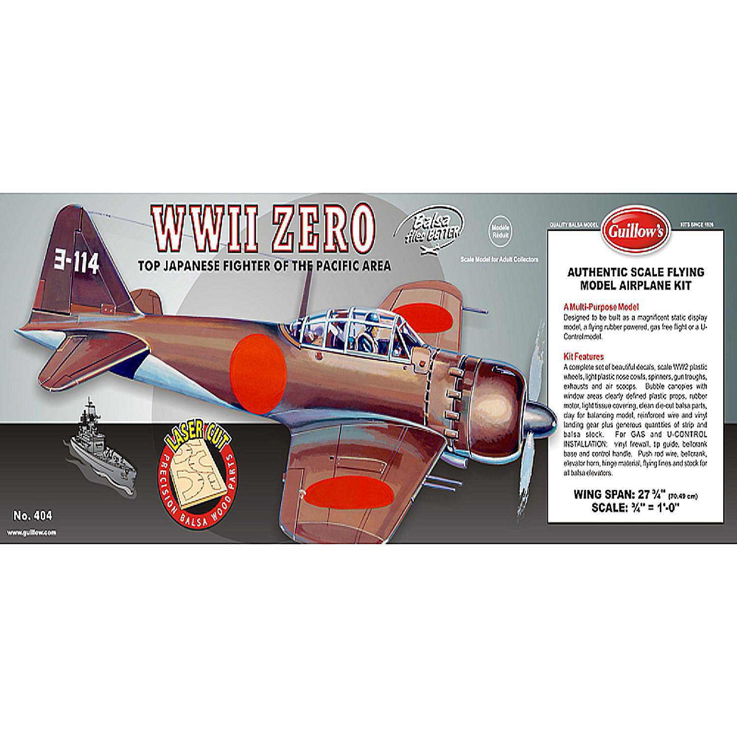 Guillow'S Wwii Zero Laser Cut Model Kit Small