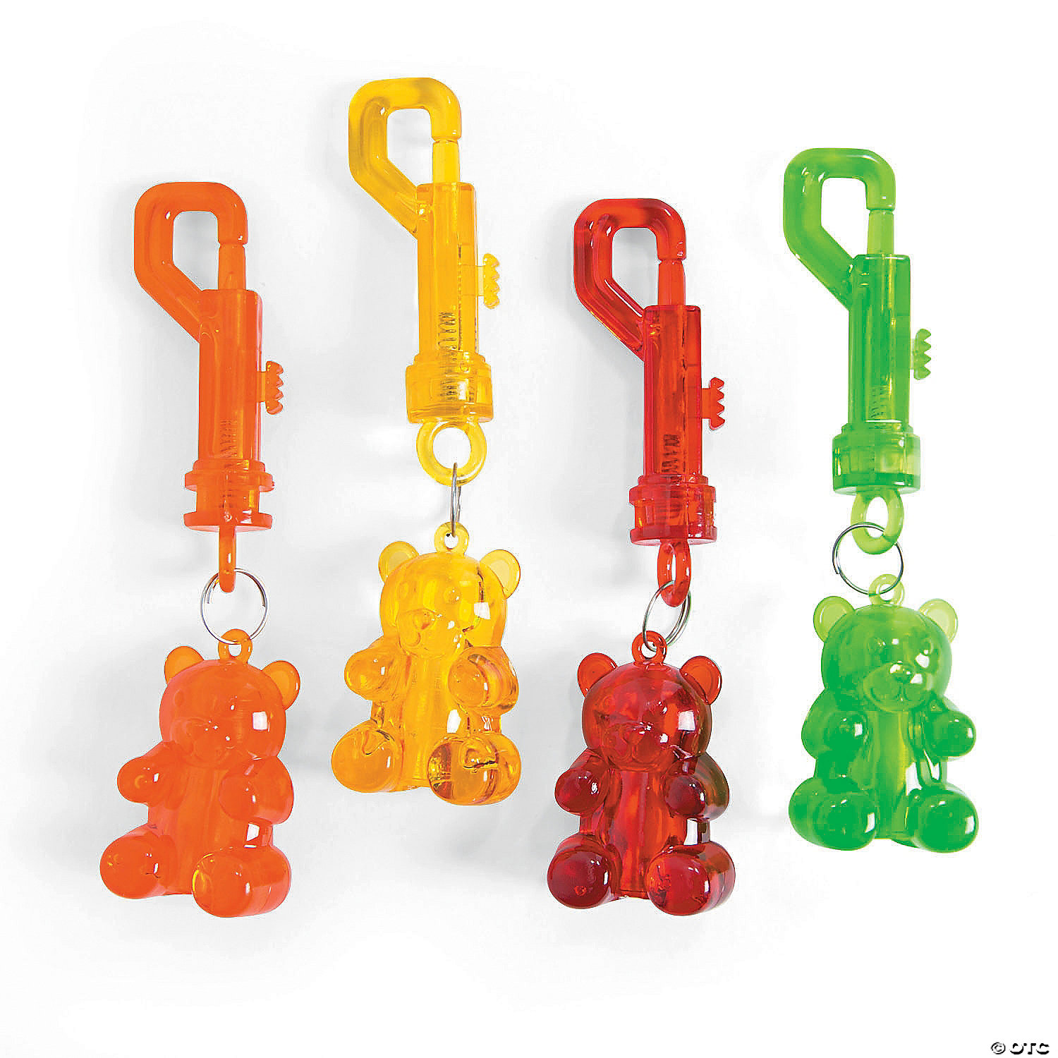 Gummy Teddy Bear Backpack Clip Keychains - 12 Pc.